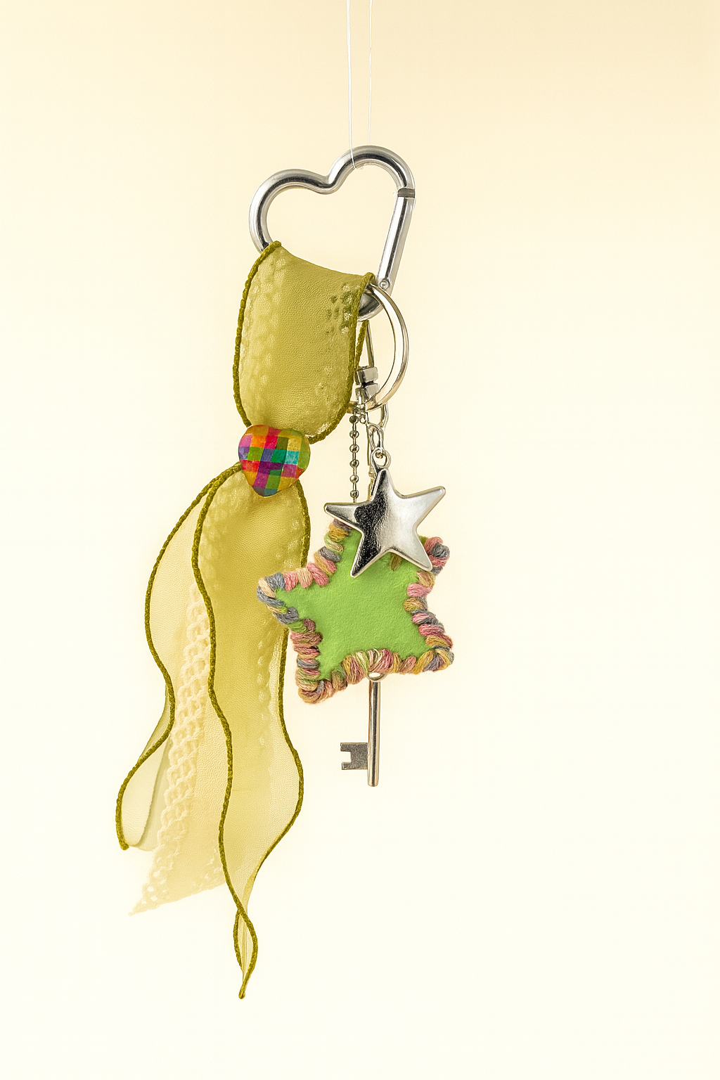 Lime Ribbon Star Key Charm